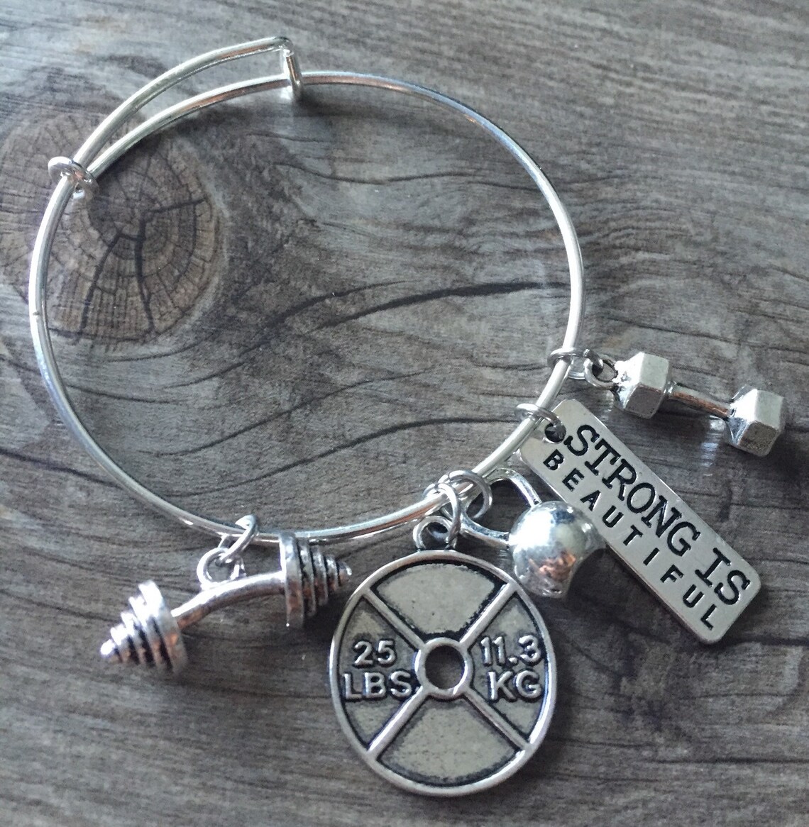 STRONG IS BEAUTIFUL Bangle Bracelet Bodybuilding Bracelet - Etsy