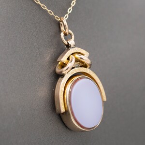 Antique Victorian Spinning Oval Bloodstone and Onyx Fob Pendant in 10k ...