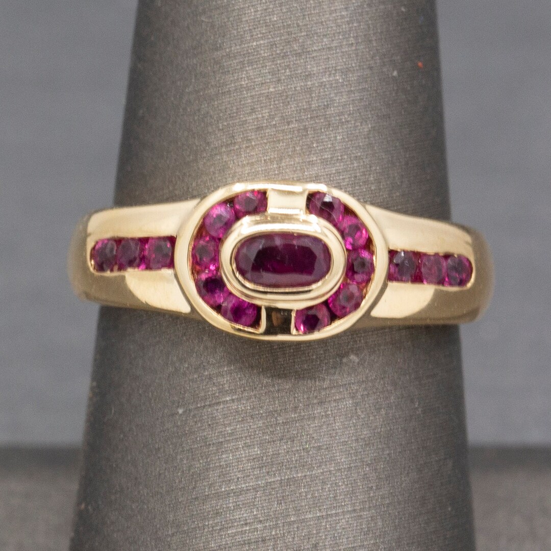 Sparkling Channel Set Ruby Band Ring in 14k Yellow Gold - Etsy