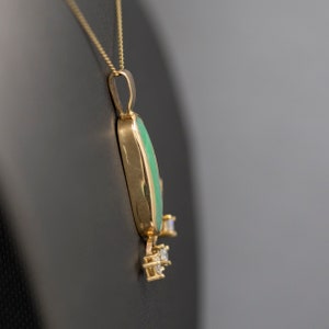 Natural Green Jade and Princess Cut Diamond Custom Necklace in - Etsy