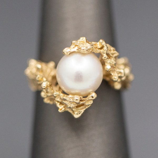 14k Pearl Ring - Etsy