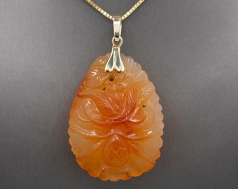 Vintage Red Orange Jade Jadeite Pendant in 14k Yellow Gold - Etsy