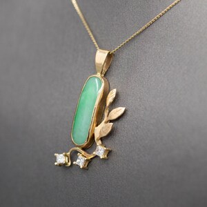 Natural Green Jade and Princess Cut Diamond Custom Necklace in - Etsy