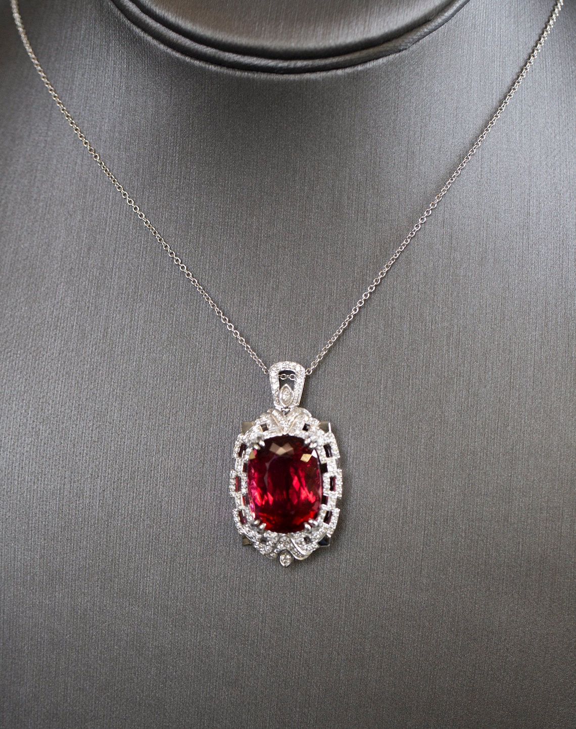 Royal Rubellite Red Tourmaline and Diamond Necklace in 18k - Etsy