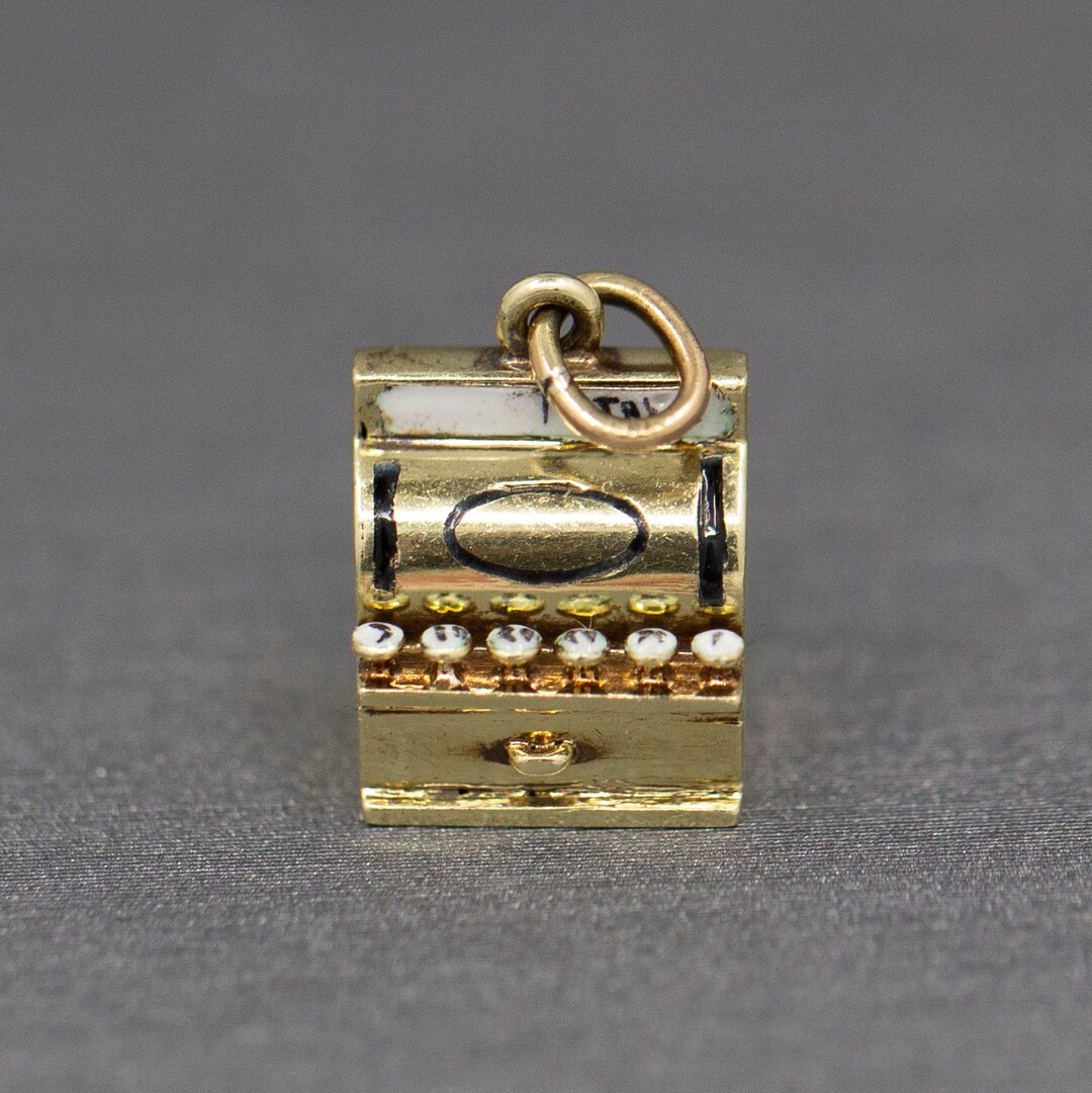 Vintage Sloan and Co Old Fashioned Enameled Cash Register Charm in 14k ...
