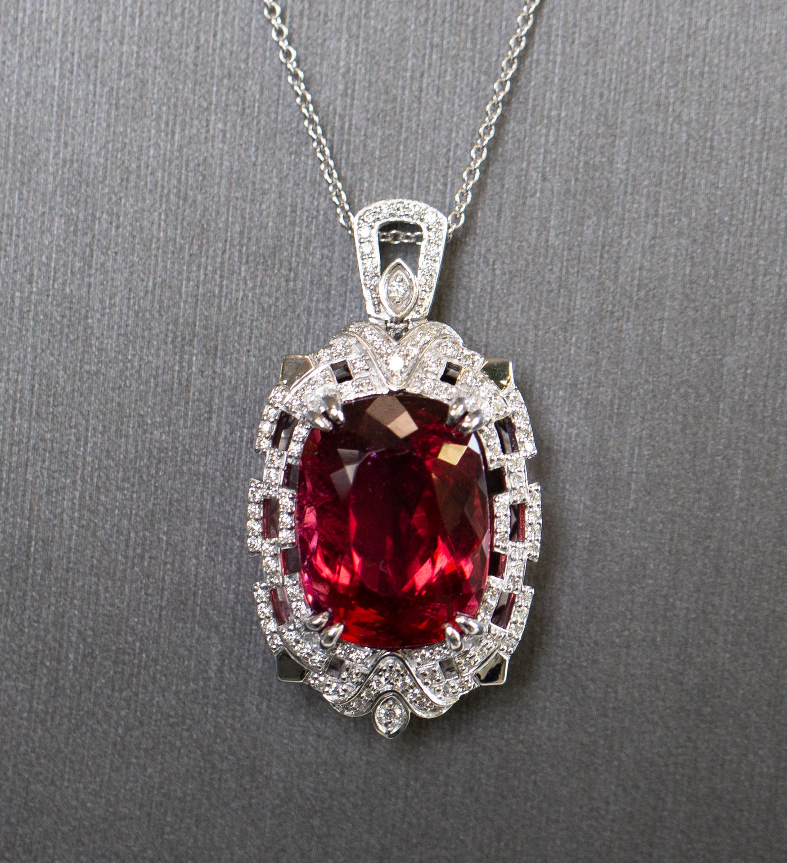 Royal Rubellite Red Tourmaline and Diamond Necklace in 18k - Etsy