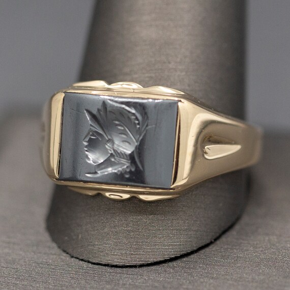 Vintage Hematite Roman Centurion Soldier Intaglio Sig… - Gem