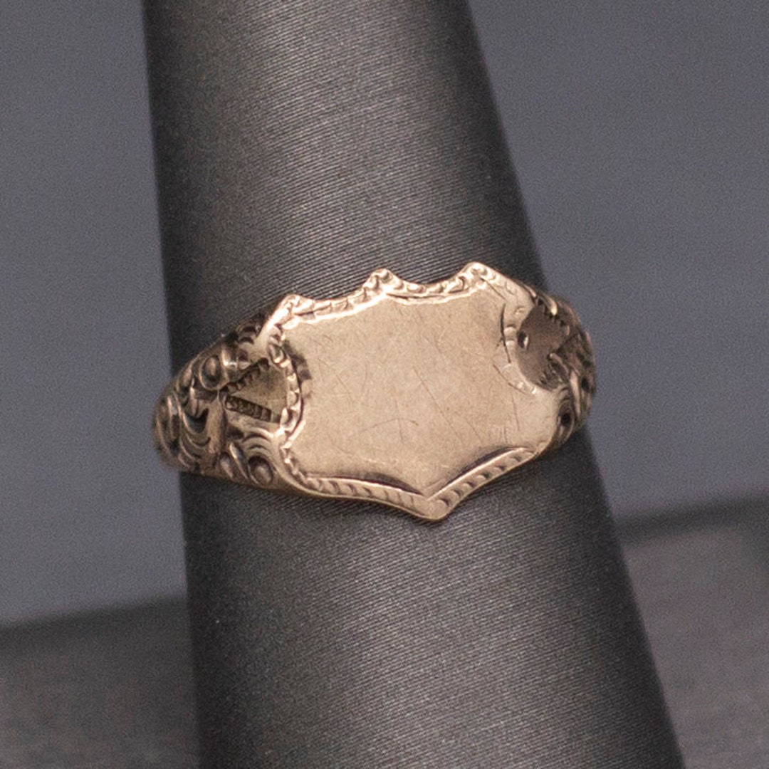 Wonderful Antique Victorian Shield Blank Signet Ring in 14k Gold - Etsy