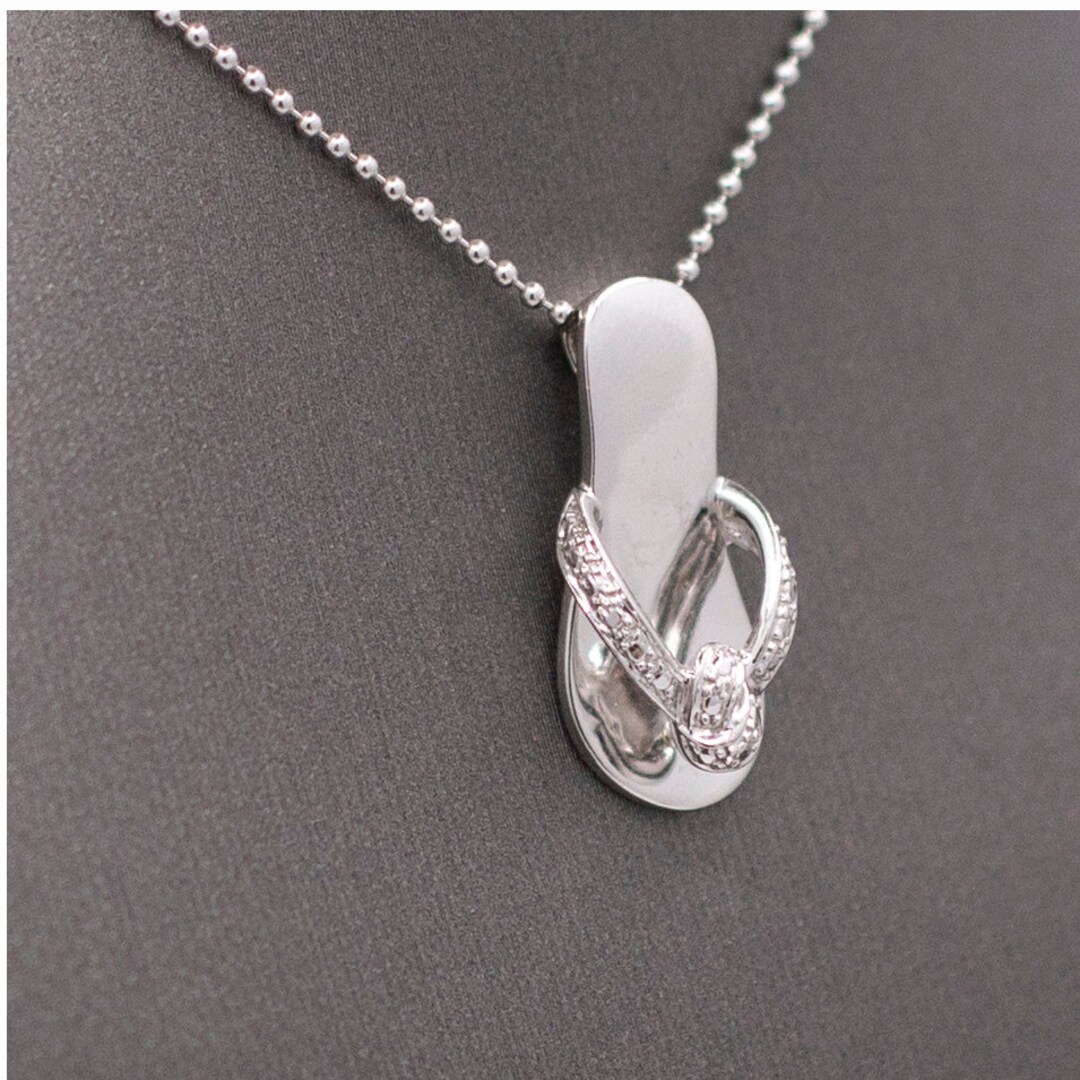 Classic Hawaiian Flip Flop Sandal Pendant Charm Necklace in 14k White ...