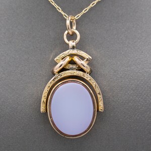 Antique Victorian Spinning Oval Bloodstone and Onyx Fob Pendant in 10k ...