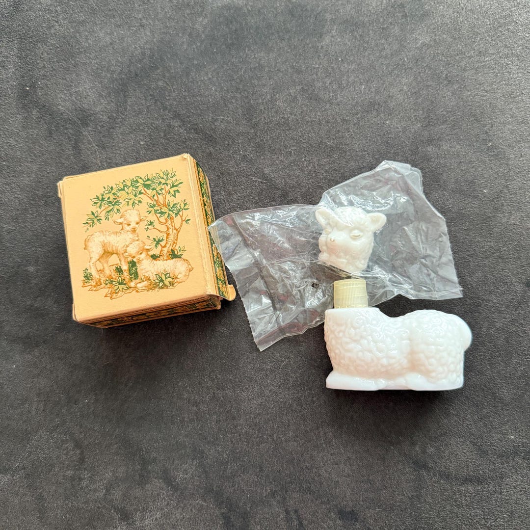 Vintage Avon Lamb-shaped Milk Glass Perfume Bottle With Original Box - Etsy