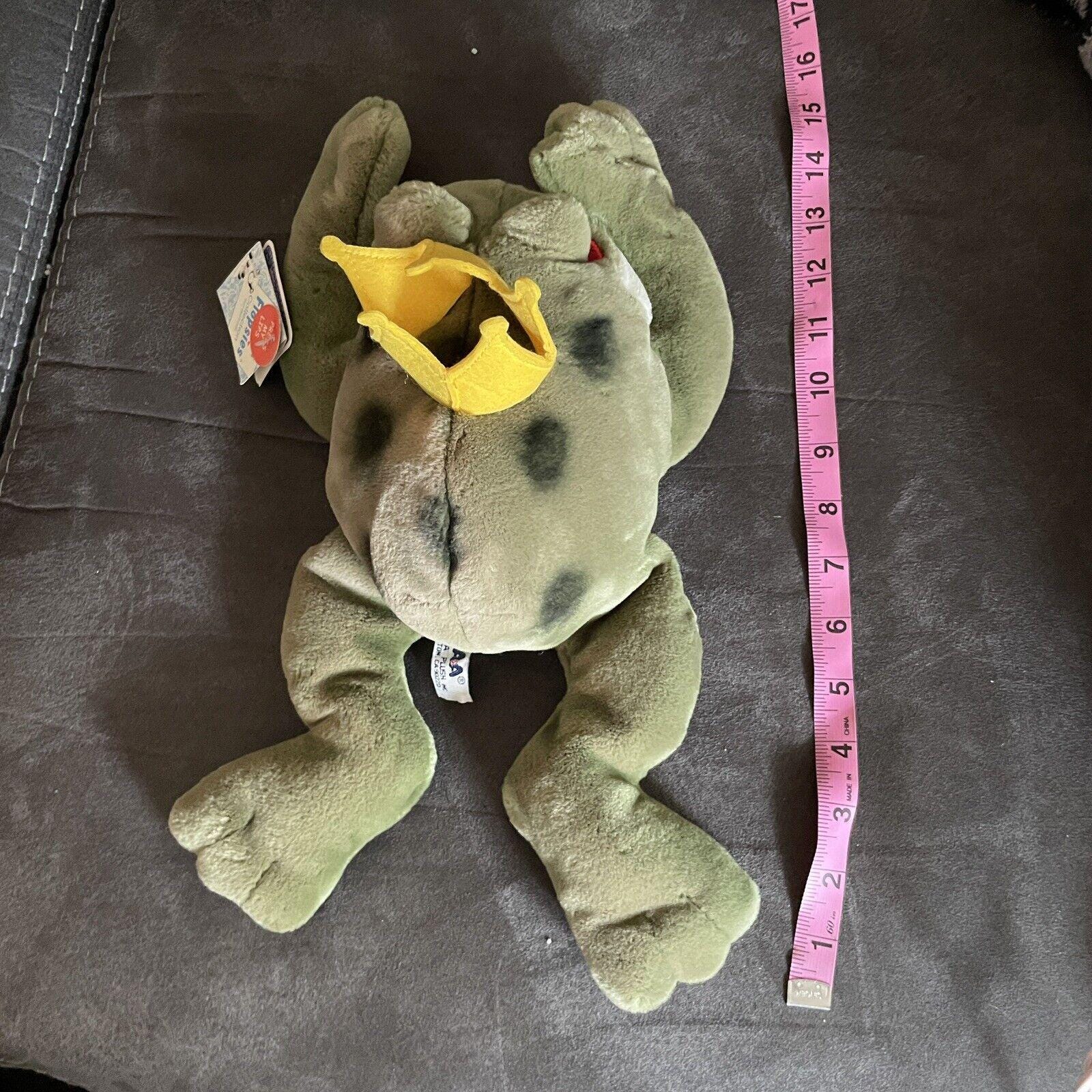 Aurora Green Kissing Animated Frog Prince Plush Gold Crown Stuffed ...