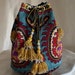 Jade/red Large Drawstring Bucket Bag Embroidered Handbag Silk Petit ...
