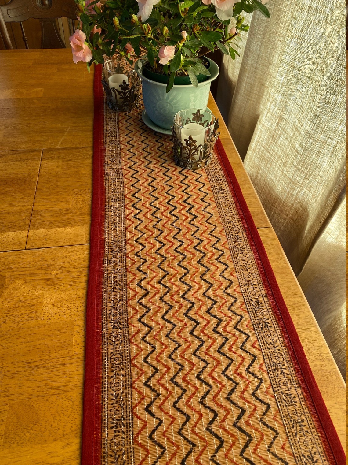 Bamboo Table Runner 12x76 Bagh Hand Block Print Vegetable - Etsy