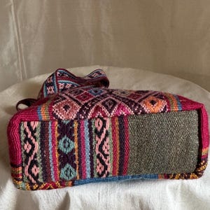 Red/multicolor Small Handbag Peruvian Handwoven Vegetable Dyed Wool and ...