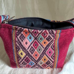 Red/multicolor Small Handbag Peruvian Handwoven Vegetable Dyed Wool and ...