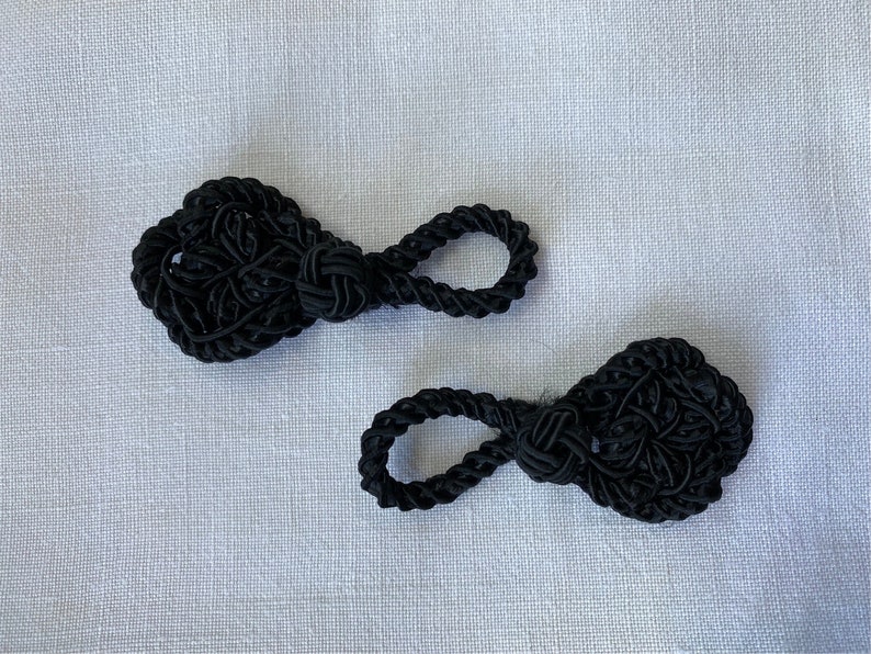 Black Braid Frog 3.25” Length Medium Size French Made for Jacket, Cape ...