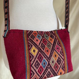 Red/multicolor Small Handbag Peruvian Handwoven Vegetable Dyed Wool and ...