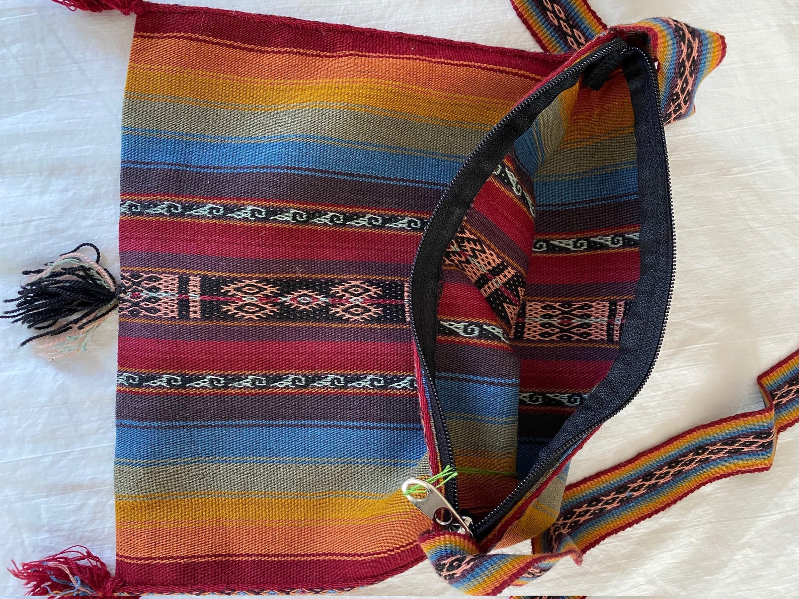 Peruvian Crossbody Handbag Stripe Handwoven Vegetable dyed | Etsy