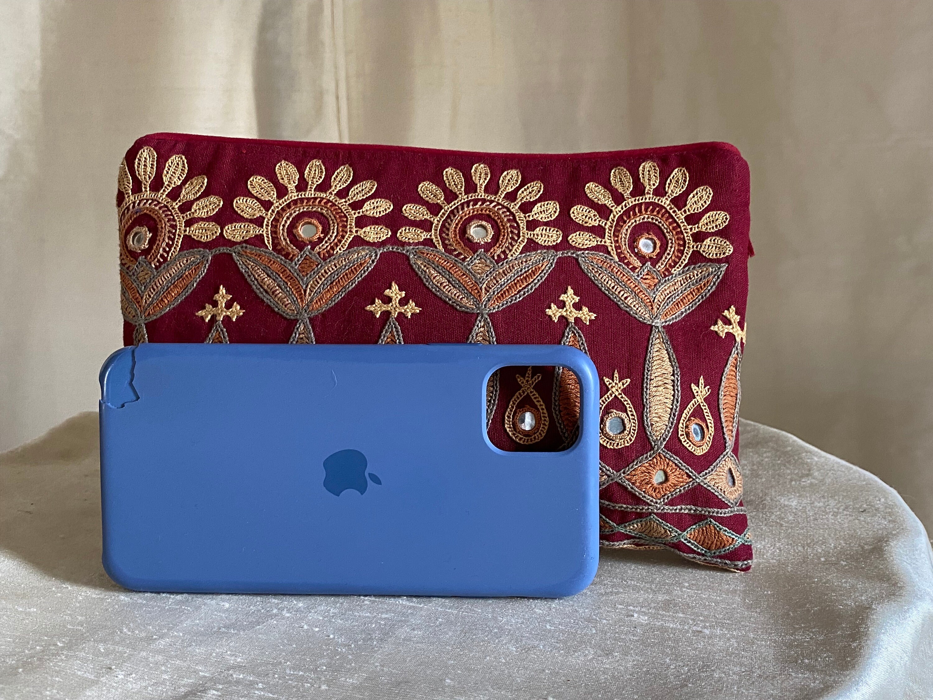 Rabari Clutch Wallet Zip Top Hand Embroidered Mirrors Handbag Organizer ...