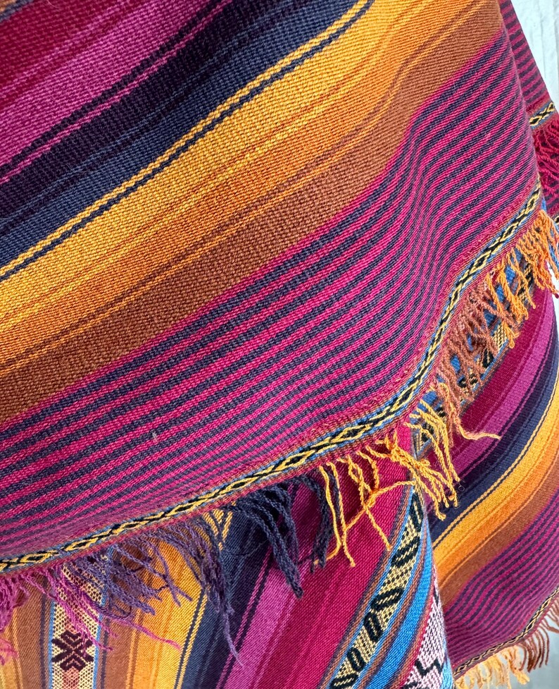 Multicolor Red/gold Ruana Peruvian Handwoven Vegetable Dyed Wool and ...