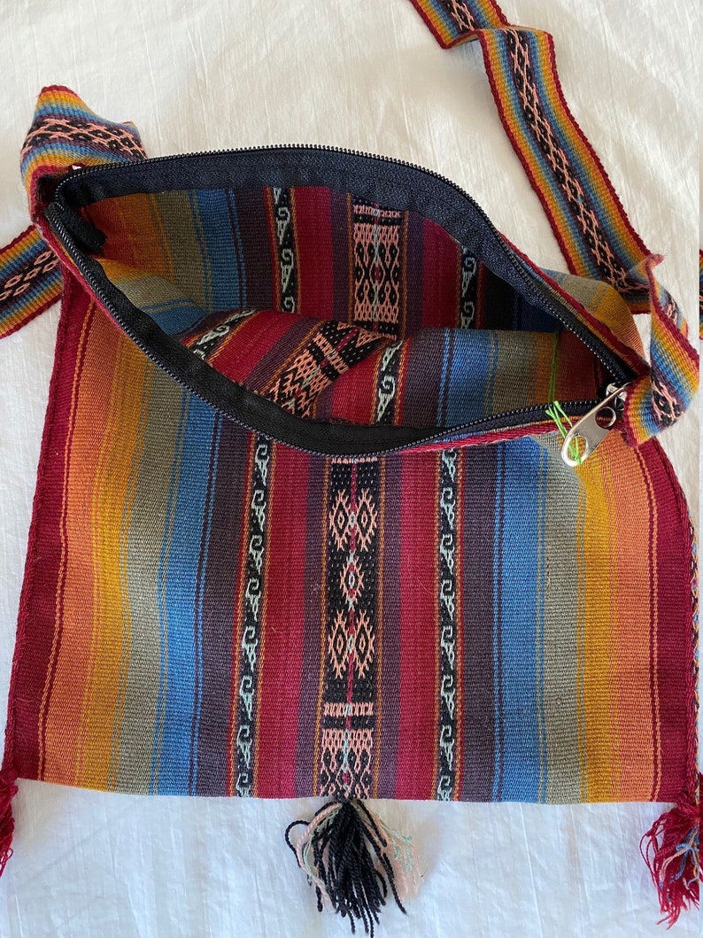 Peruvian Crossbody Handbag Stripe Handwoven Vegetable Dyed - Etsy UK