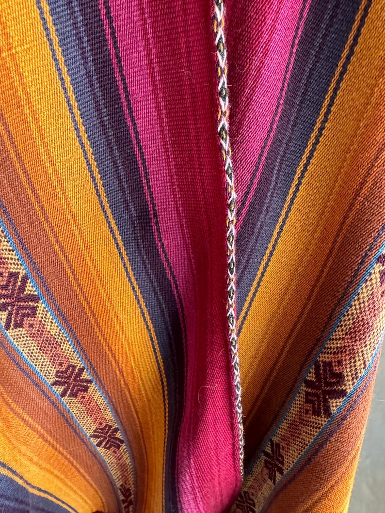 Multicolor Red/gold Ruana Peruvian Handwoven Vegetable Dyed Wool and ...