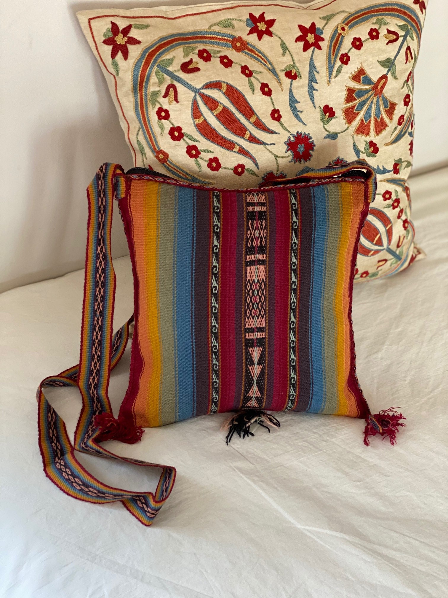 Peruvian Crossbody Handbag Stripe Handwoven Vegetable Dyed Wool and ...