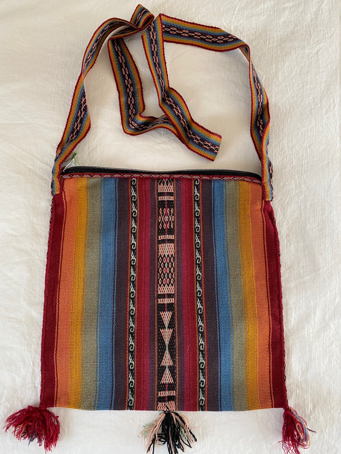 Peruvian Crossbody Handbag Stripe Handwoven Vegetable Dyed Wool and ...