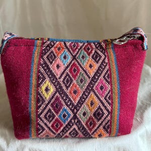 Red/multicolor Small Handbag Peruvian Handwoven Vegetable Dyed Wool and ...