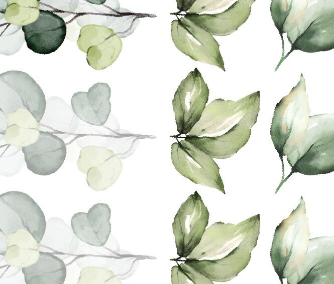 Green Foliage Wall Decal Set - Etsy