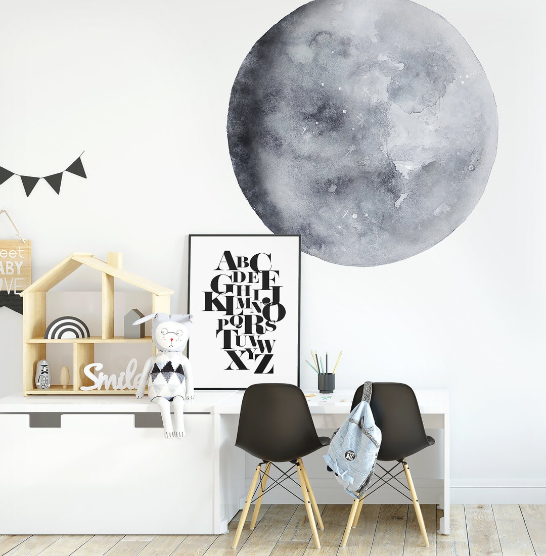 Blue Moon Watercolour Decal - Etsy
