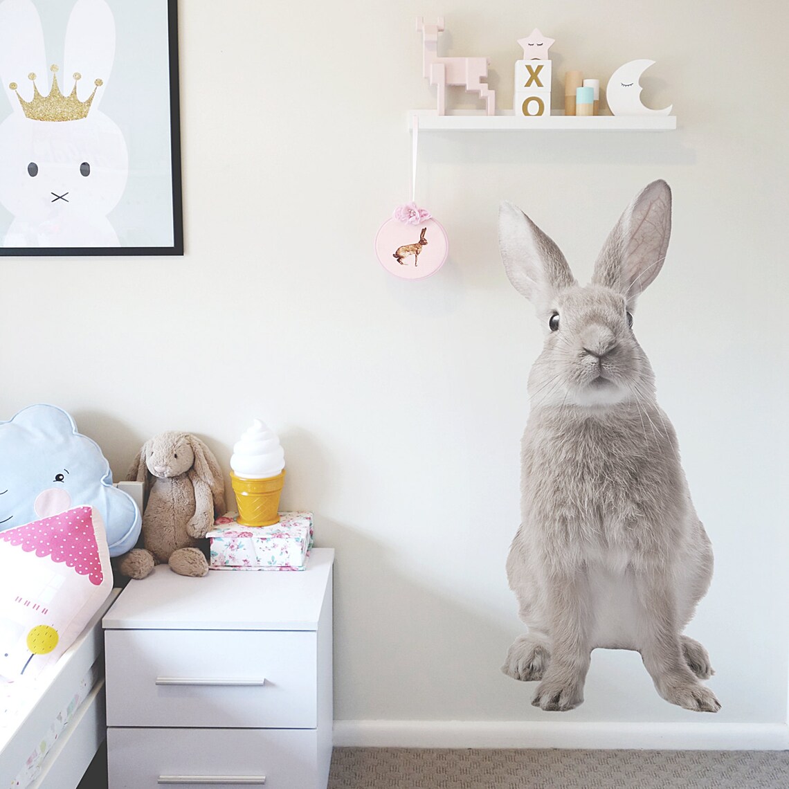 Hello Bunny Wall Decal - Etsy Australia