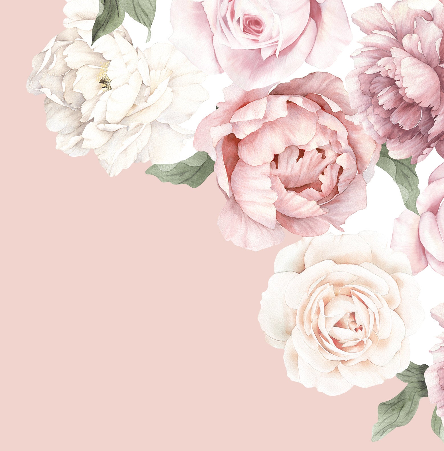 Peony & Rose Corner Wall Decal - Etsy