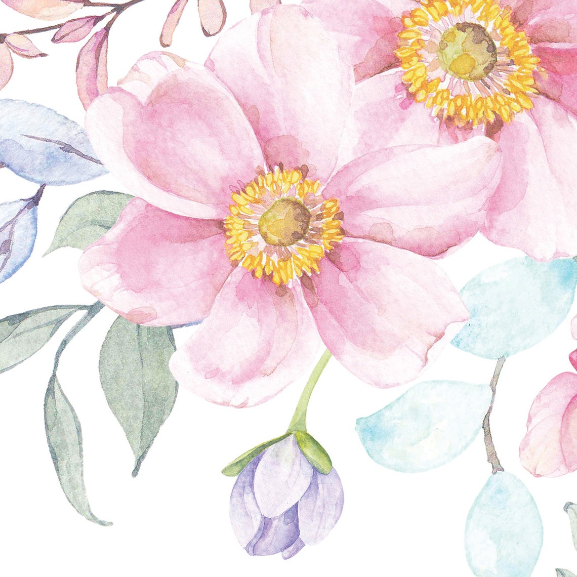 Spring Flowers Pastel Watercolour Wallpaper - Etsy