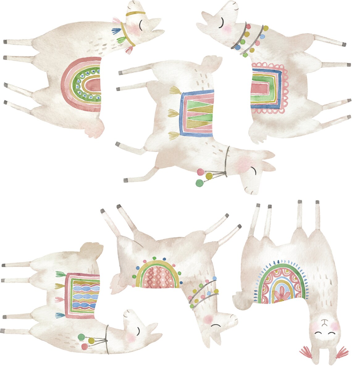 Watercolour Llama Wall Decal Set | Etsy