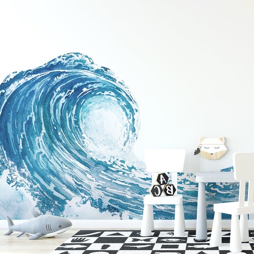 Water Wall Decor Wall Mural Wave Wallpaper Wave Wall - Etsy