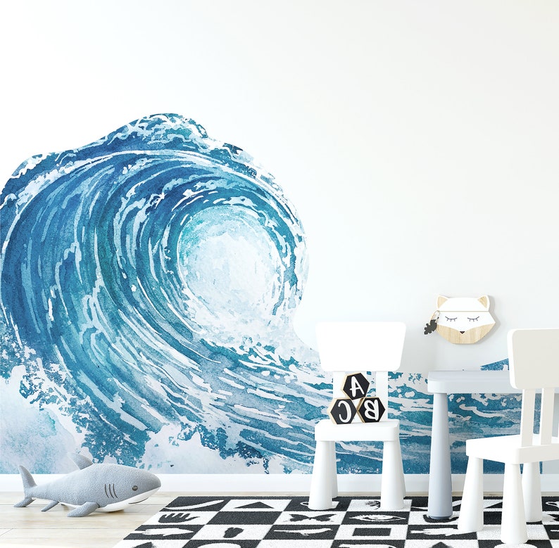Blue Wave Wall Mural - Etsy