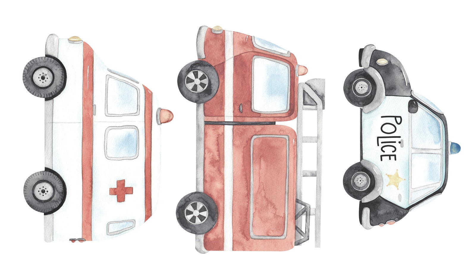Emergency Vehicle Wall Decal Set - Etsy