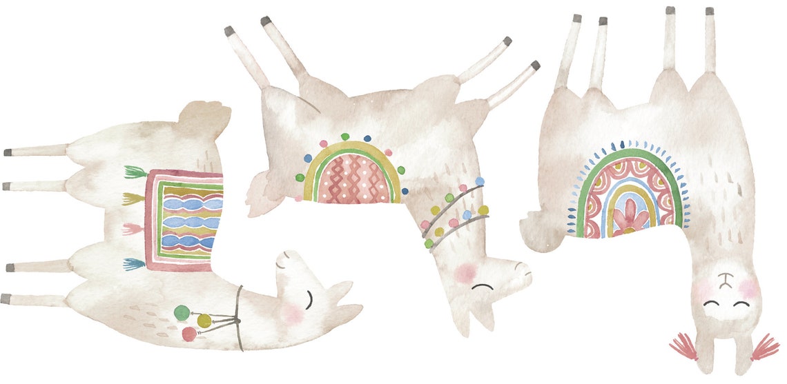 Watercolour Llama Wall Decal Set - Etsy