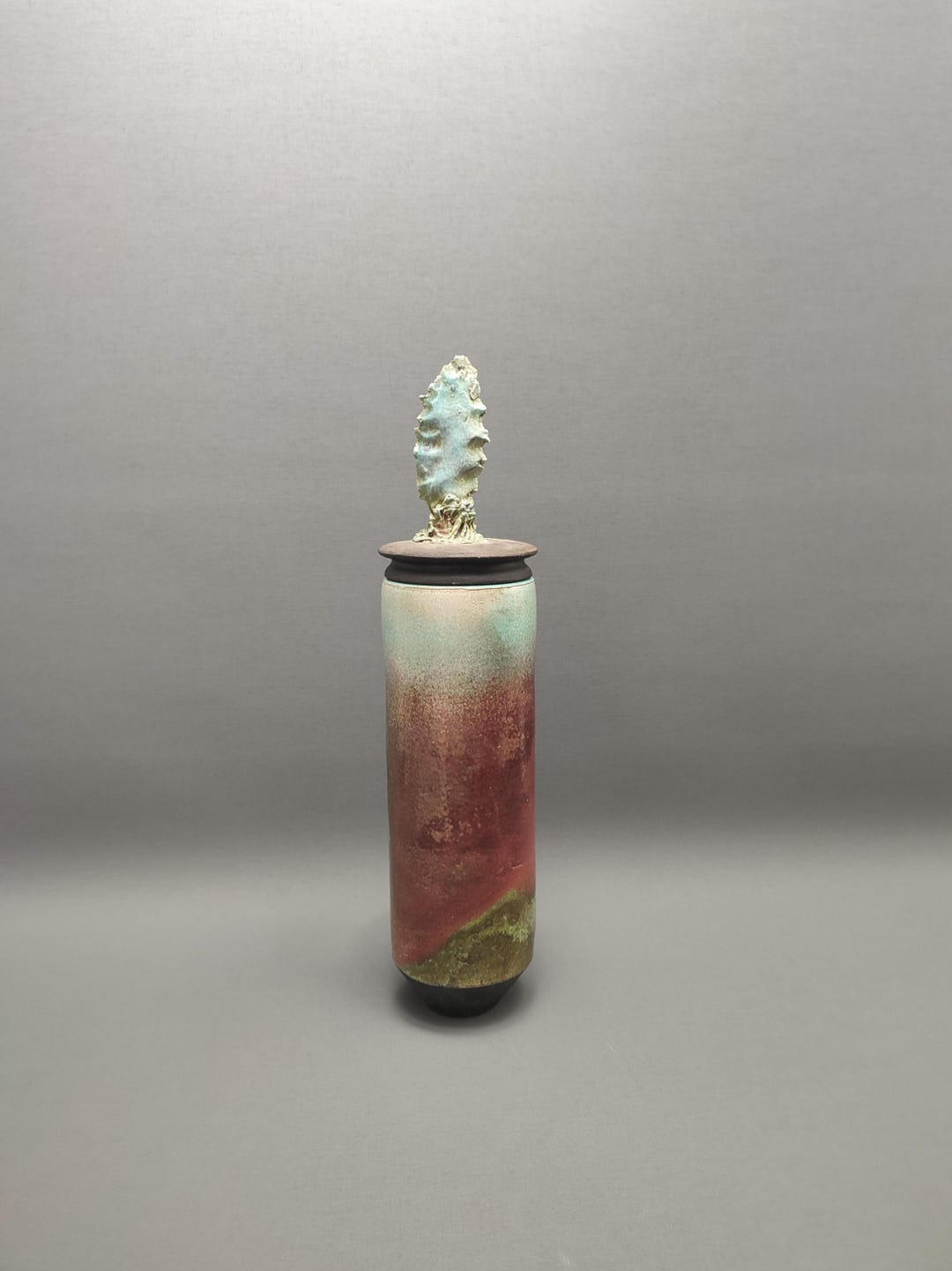 Anke Derwort - Dutch - Raku Fired Vase With Lid - Pottery Holland - Mid ...
