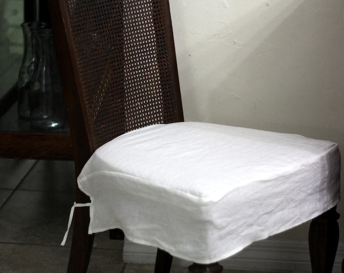 Natural Color Linen Chair Seat Covers Slipcover 3 Sided Simple ...