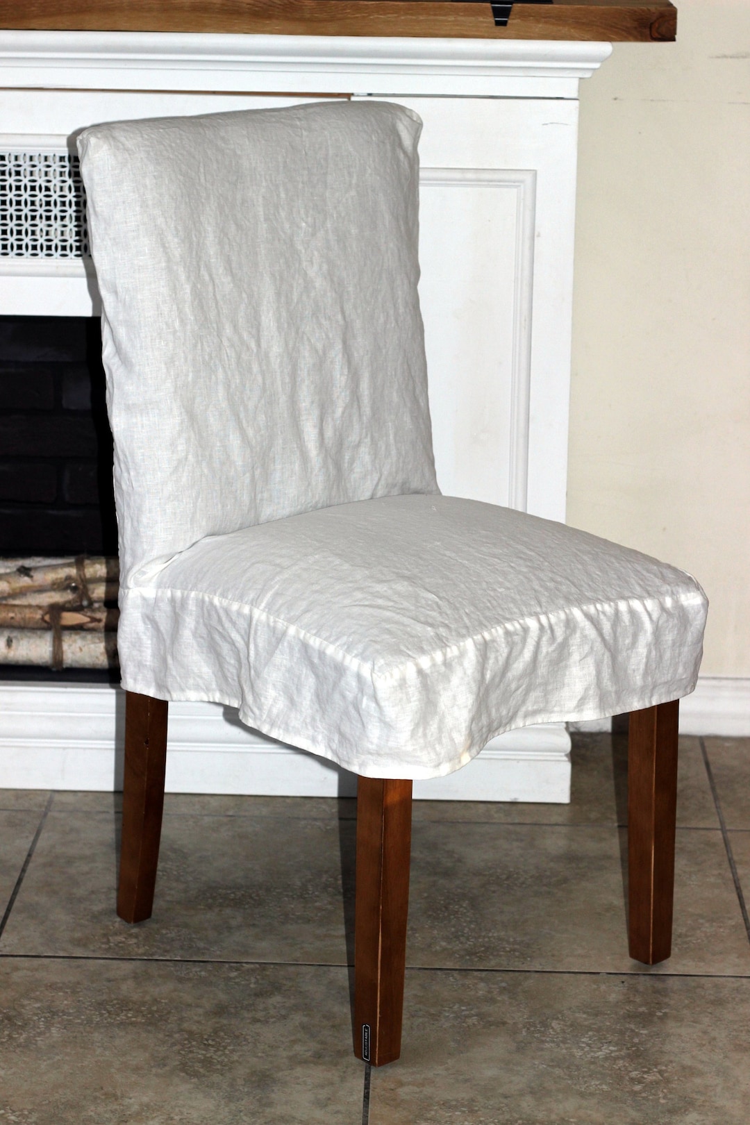 Parson Linen Chair Cover Slipcover Minimalist Style Short - Etsy