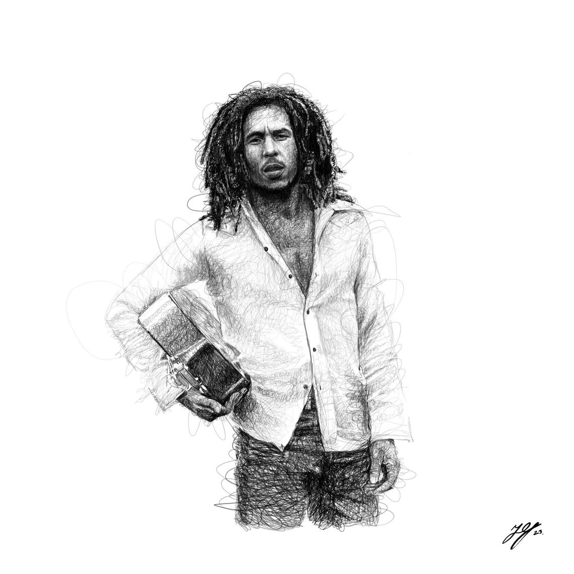 Detailed Portrait, Stylized Scribble Sketch, Handmade Personalized ...