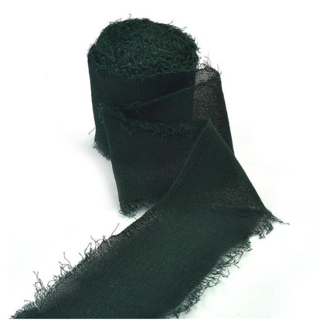 5m of Fir Green Silk Muslin Ribbon Fir Green Silk Muslin to Decorate an ...
