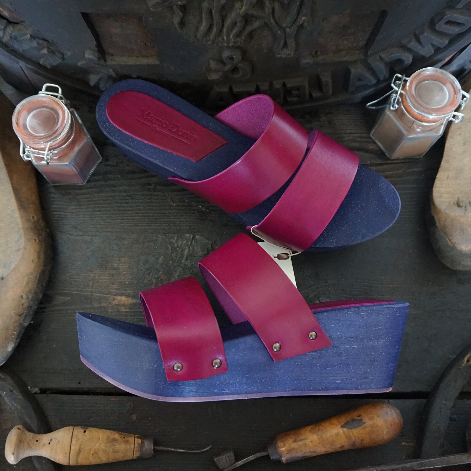 Handmade Wooden Clog in Vegetable Tanned Leather Made in - Etsy