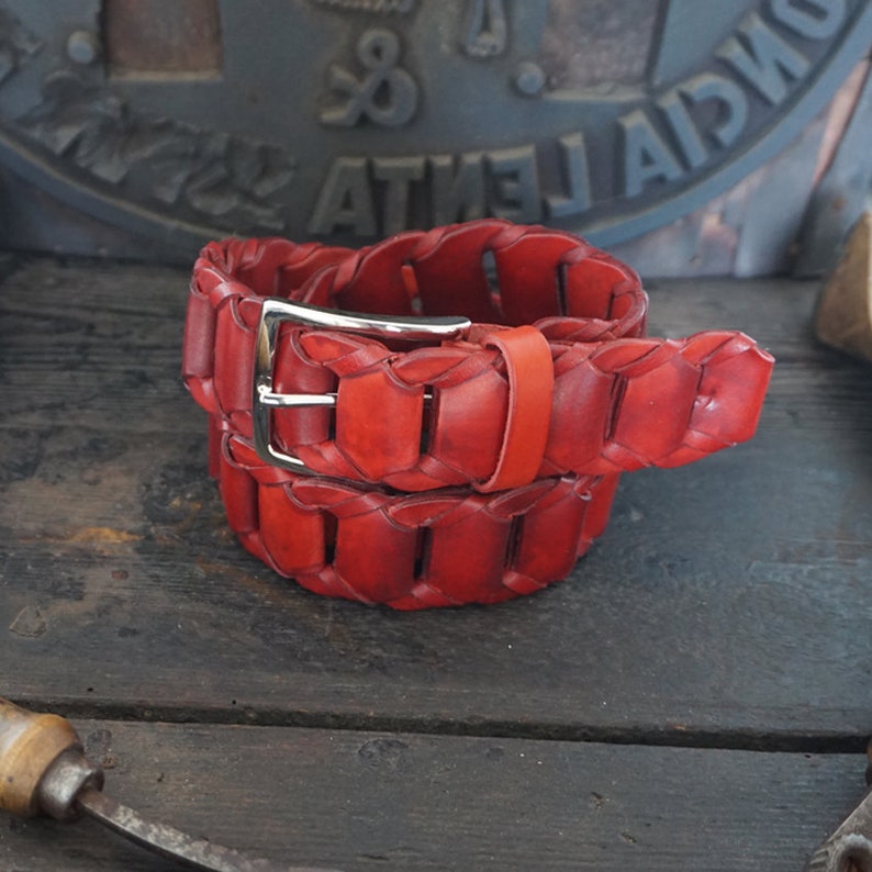 Braided Belt Made With Italian Leather Mario Doni Leather - Etsy
