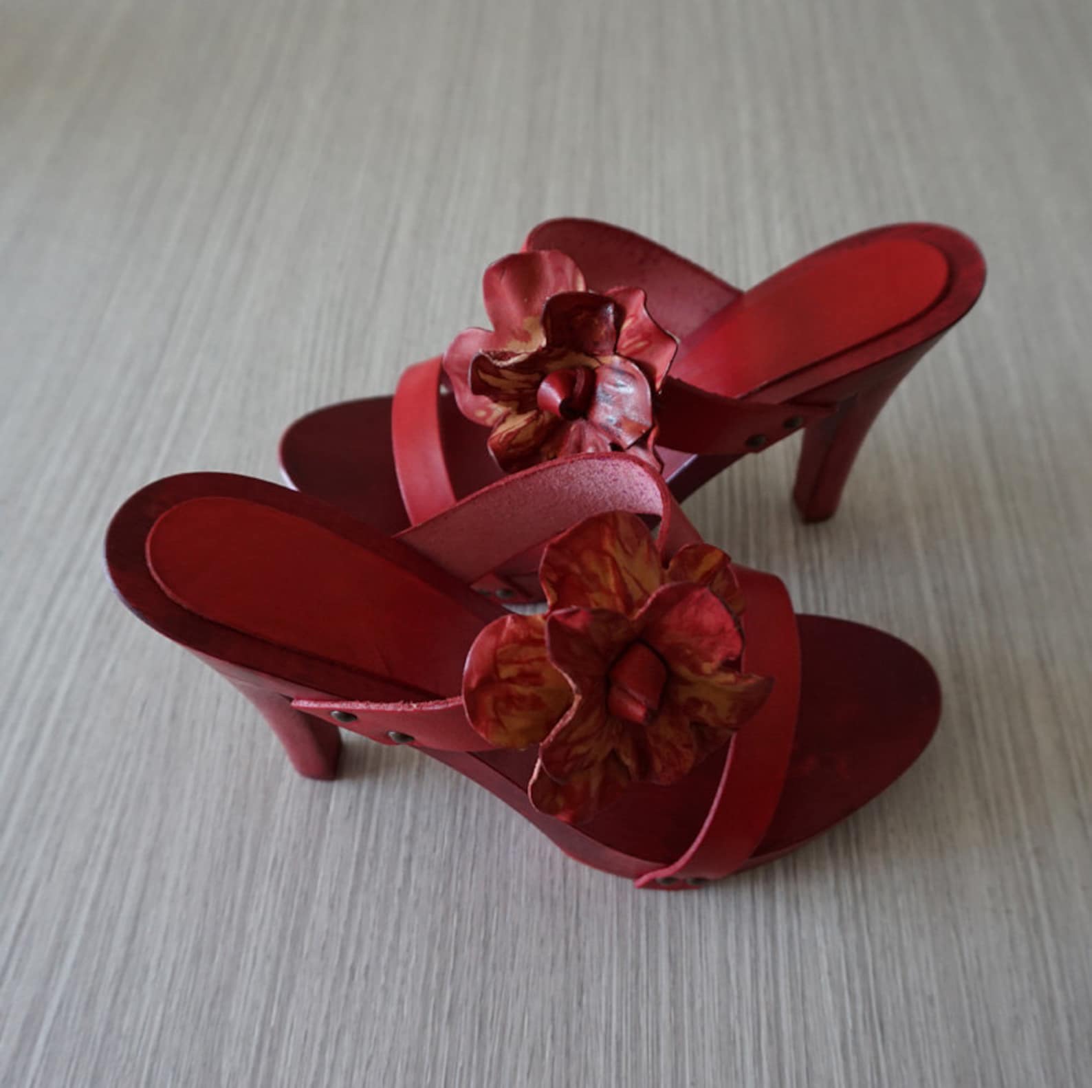 Handmade Wooden Clog in Vegetable Tanned Leather Made in | Etsy