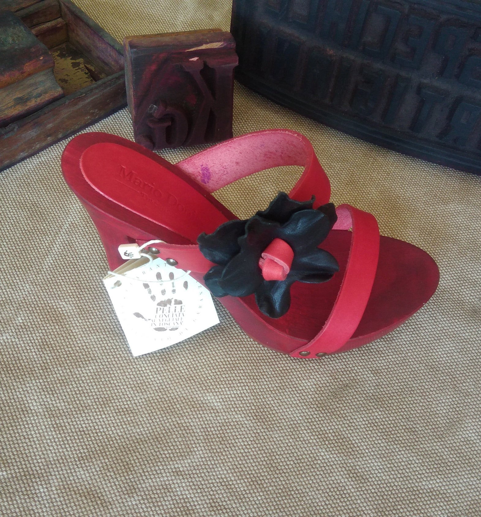 Handmade Wooden Clog in Vegetable Tanned Leather Made in | Etsy