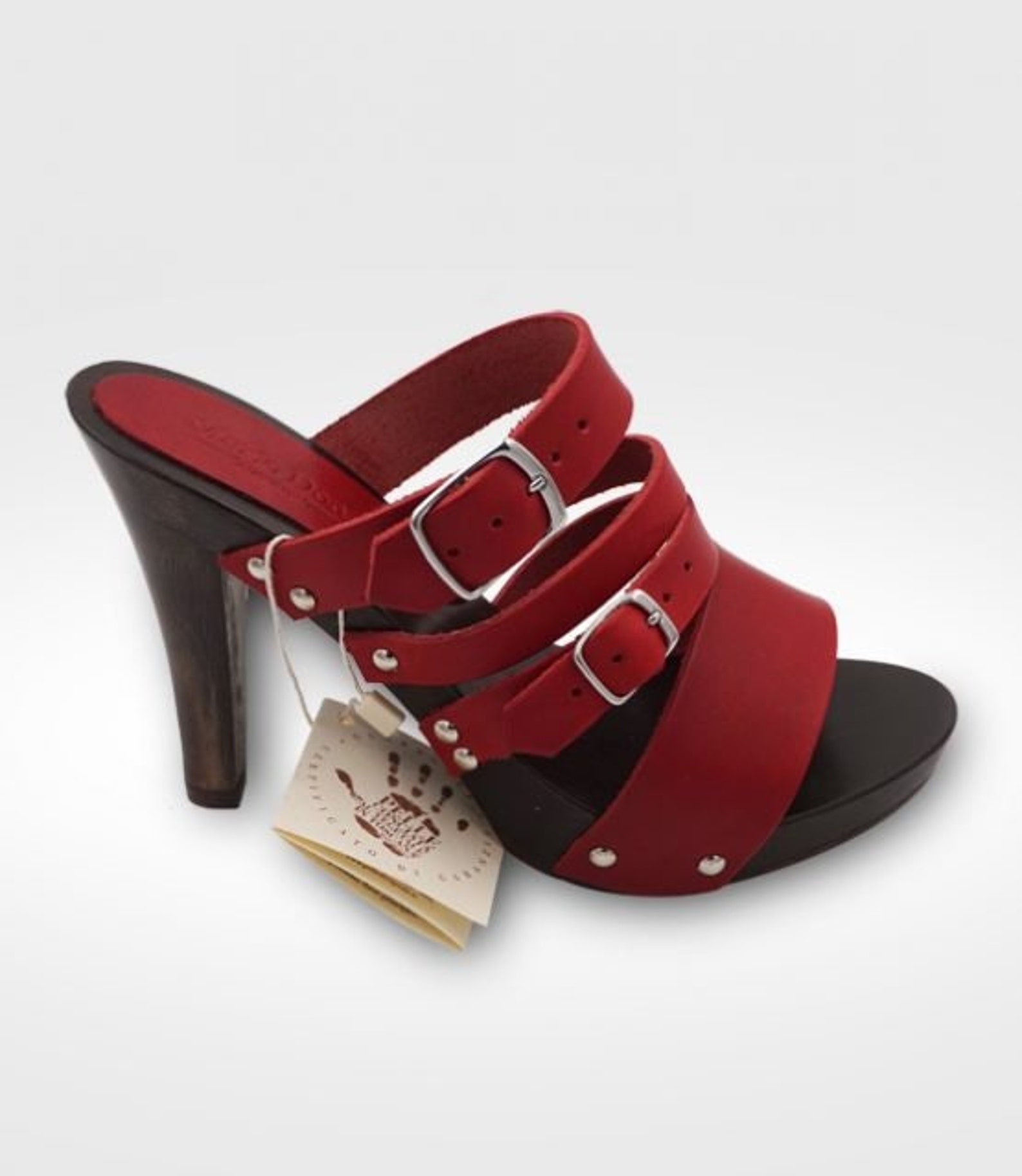 Mario Doni Women's Vegetable Tanned Leather Clogs, Women's High-heeled ...